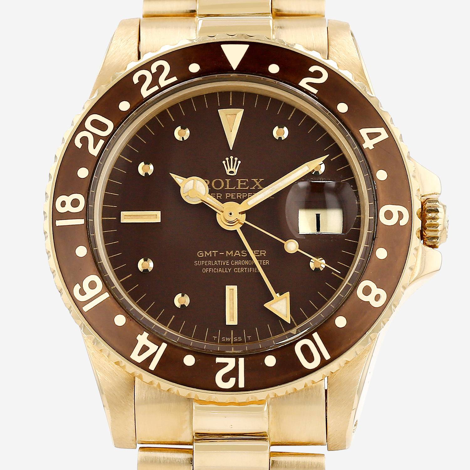 Rolex GMT-Master II 18K Yellow Gold Black Dial Automatic Mens Watch ...